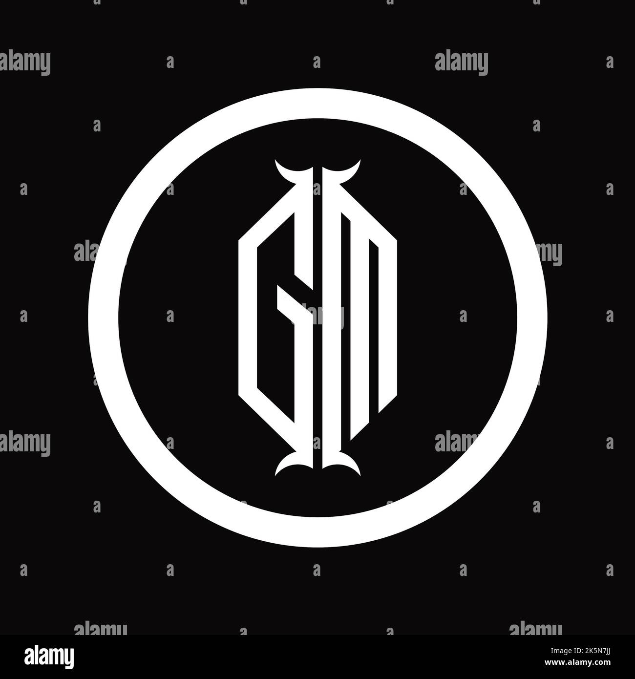 MG Logo monogram letter with hexagon horn shape design template Stock ...