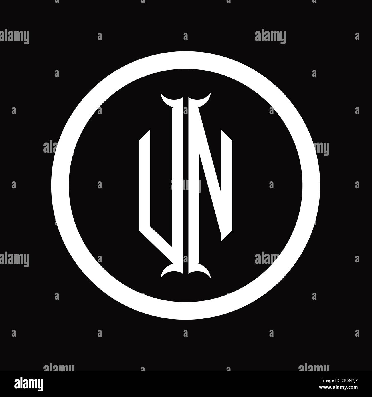 NU Logo monogram letter with hexagon horn shape design template Stock ...