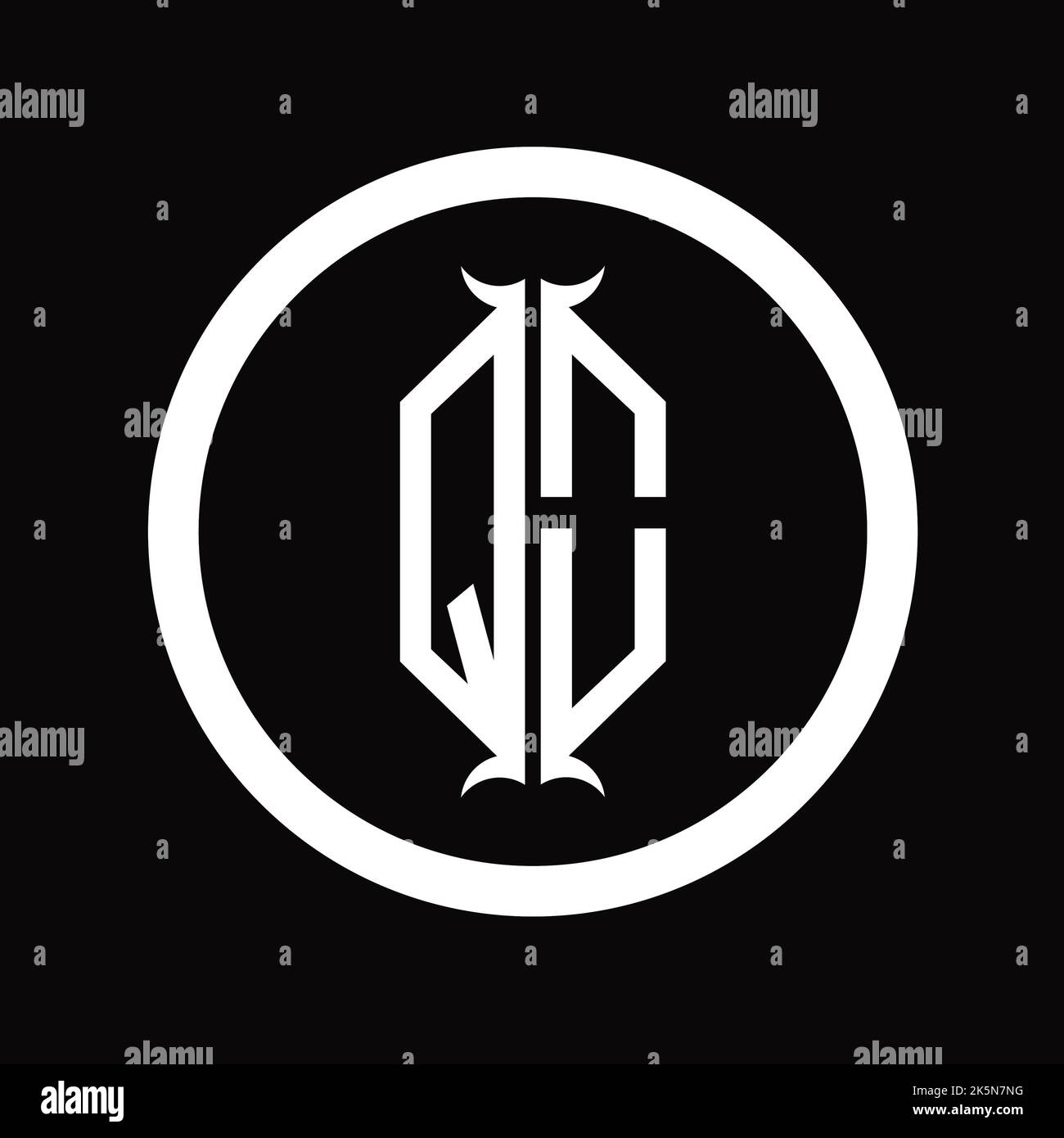 OQ Logo monogram letter with hexagon horn shape design template Stock ...