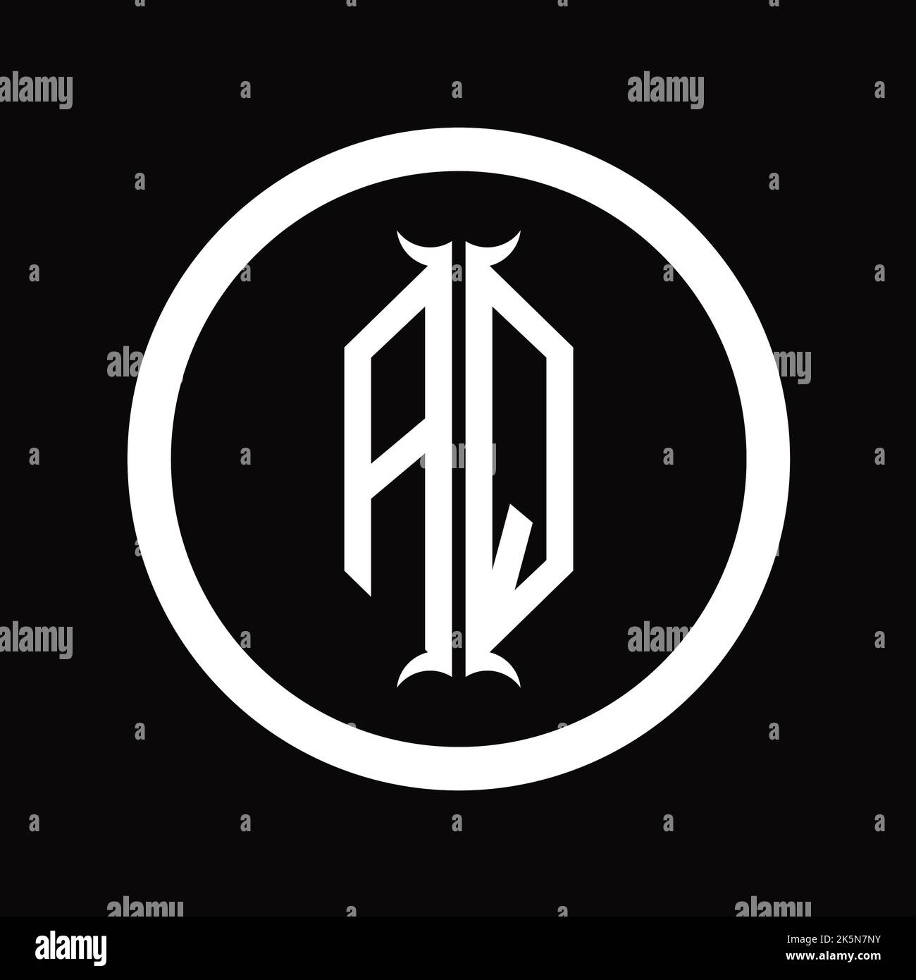 QA Logo monogram letter with hexagon horn shape design template Stock Photo - Alamy