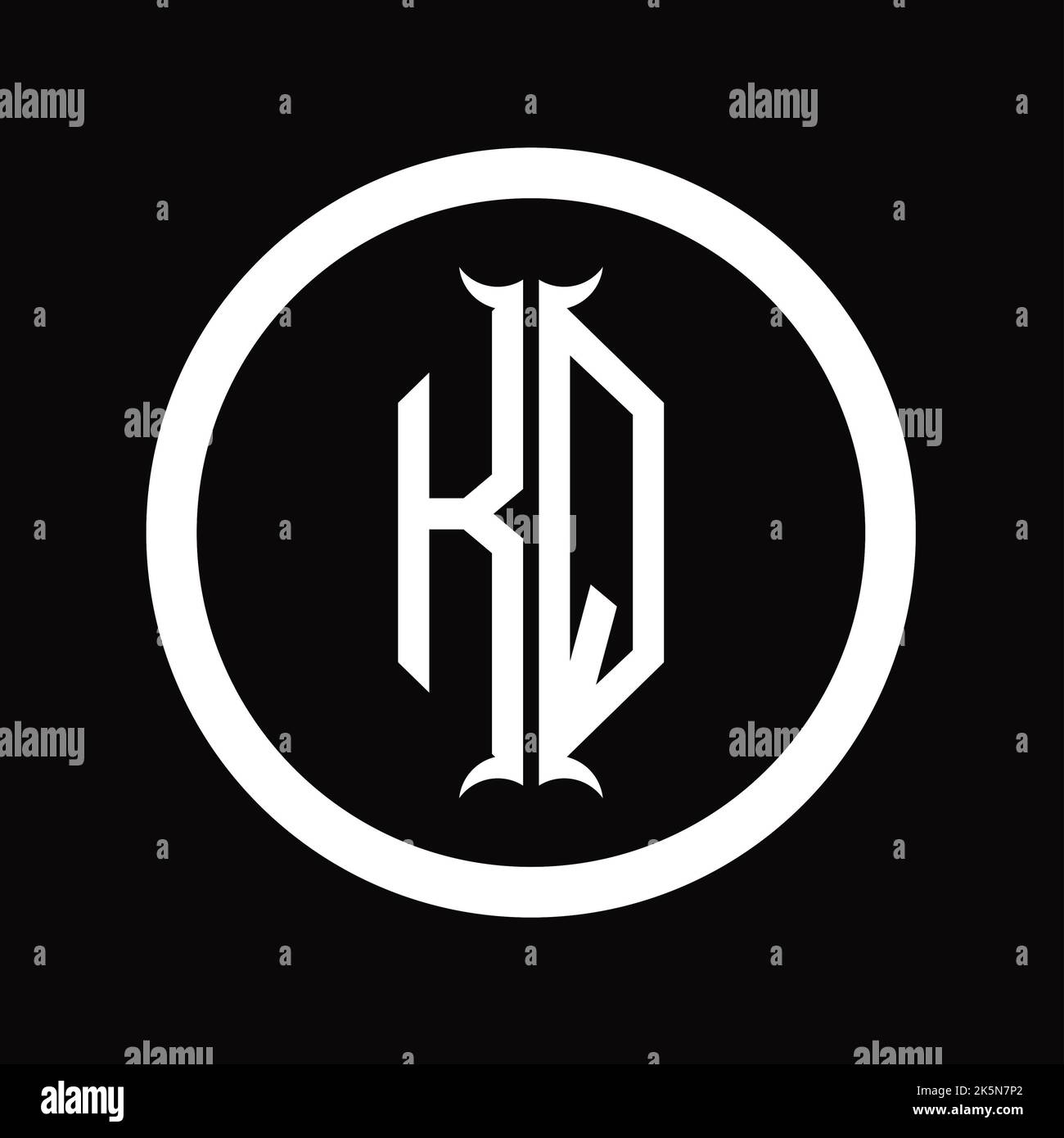 QK Logo monogram letter with hexagon horn shape design template Stock ...