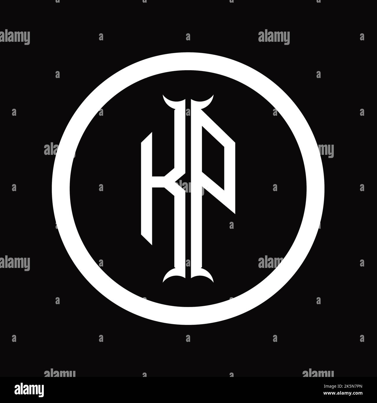 PK Logo monogram letter with hexagon horn shape design template Stock ...
