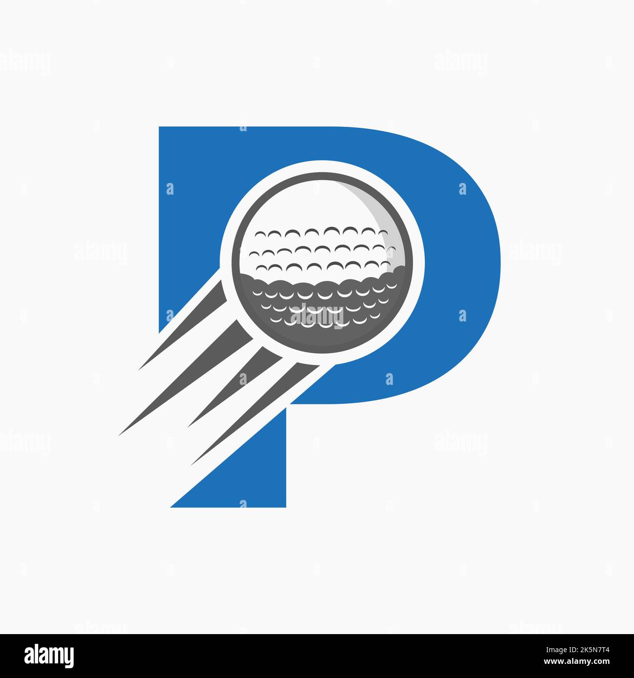 Letter P Golf Logo Concept With Moving Golf Ball Icon. Hockey Sports ...