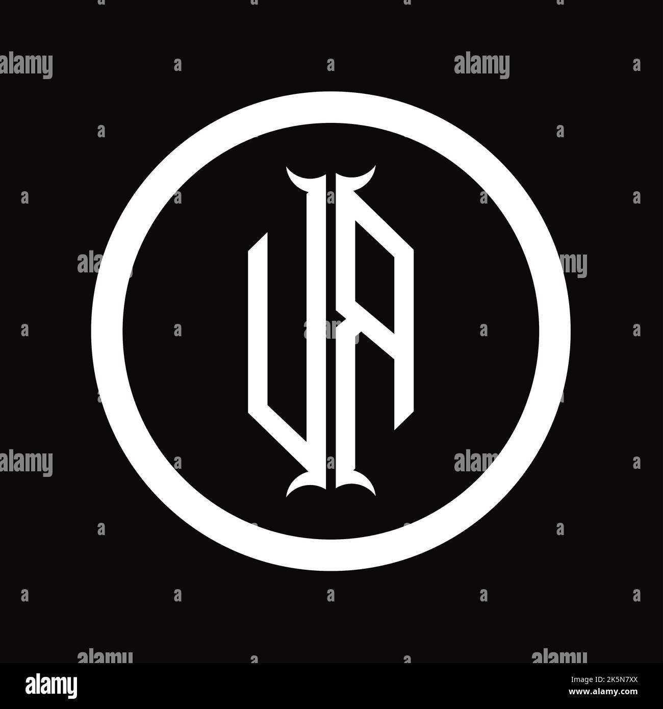 RU Logo monogram letter with hexagon horn shape design template Stock ...
