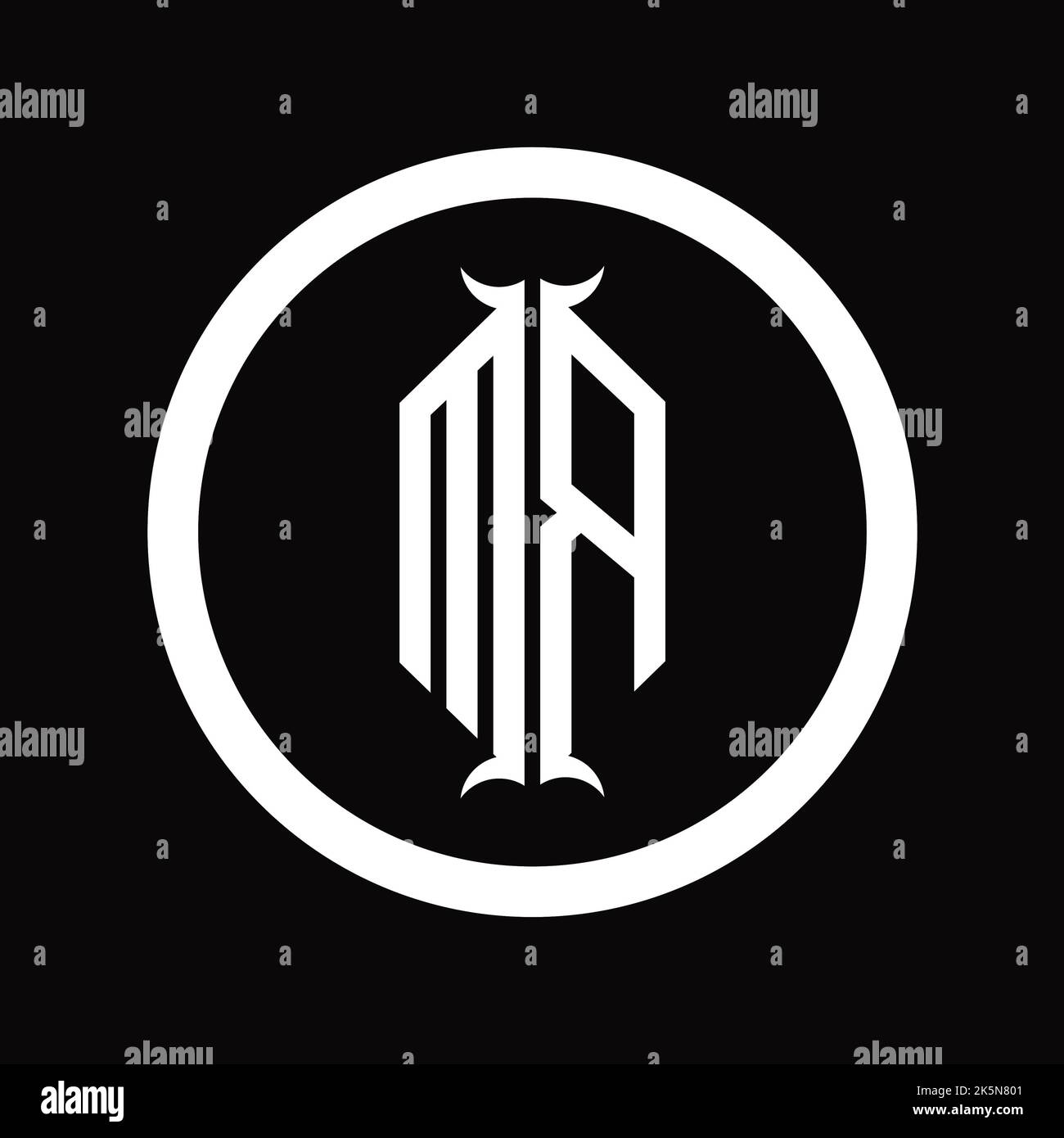 RM Logo monogram letter with hexagon horn shape design template Stock ...