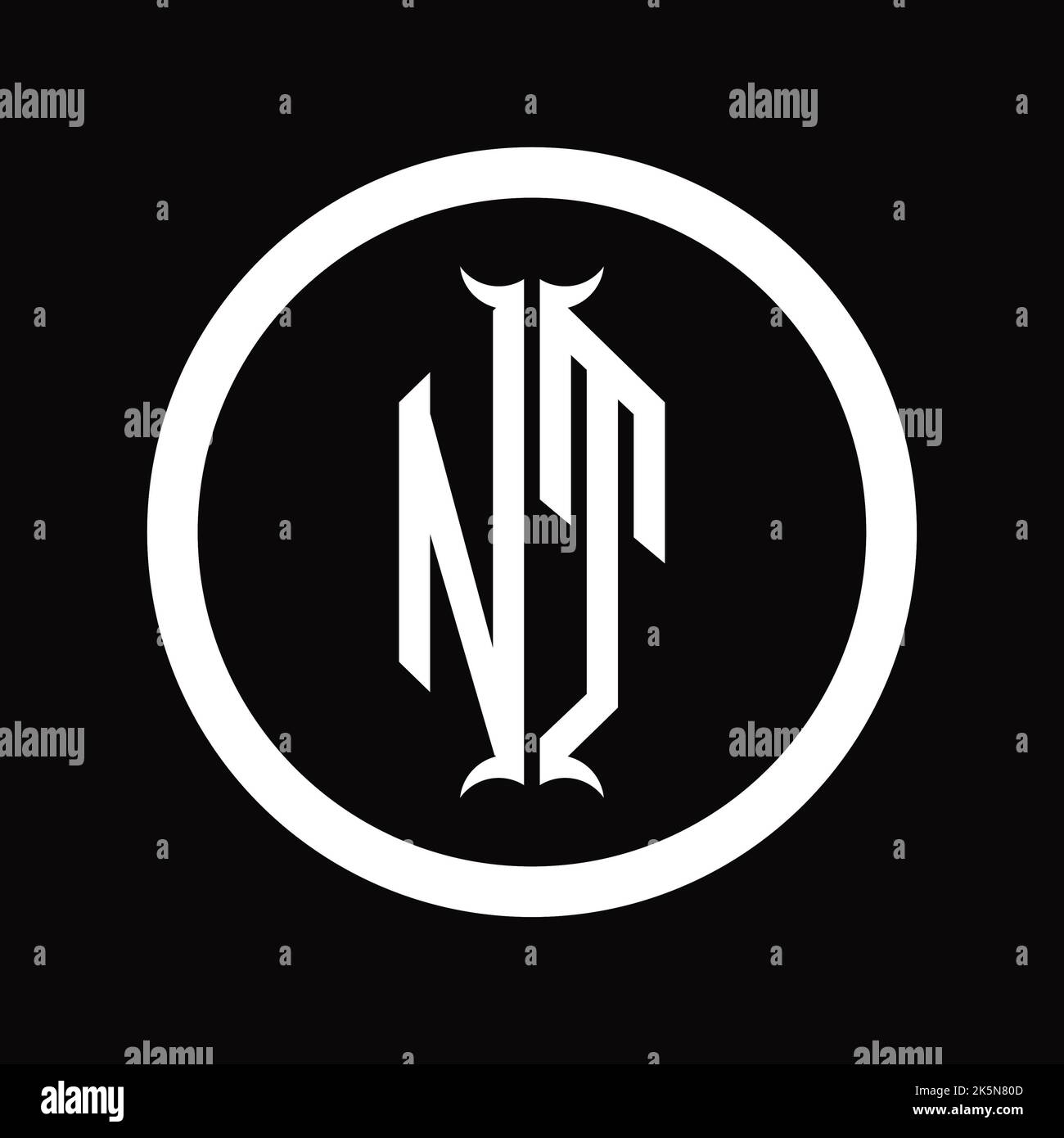 TN Logo monogram letter with hexagon horn shape design template Stock ...