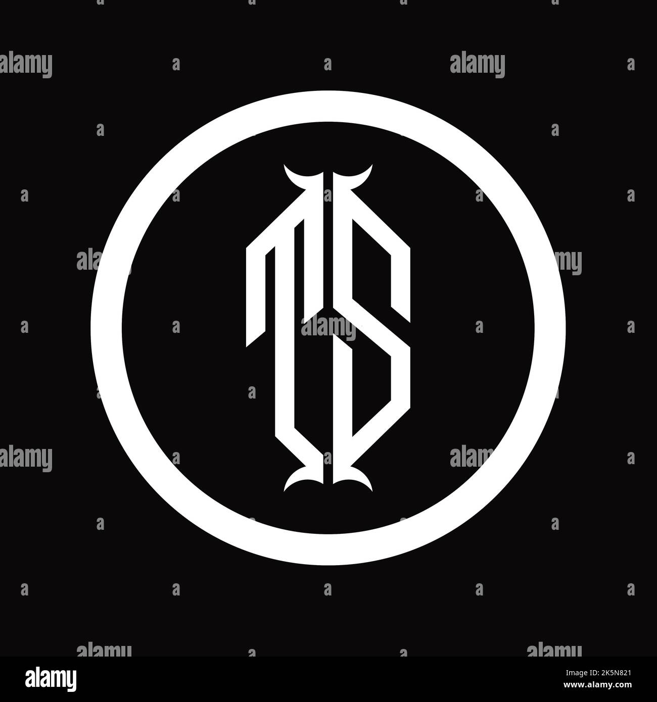 ST Logo monogram letter with hexagon horn shape design template Stock ...