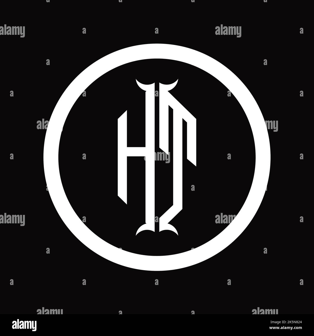 TH Logo monogram letter with hexagon horn shape design template Stock ...