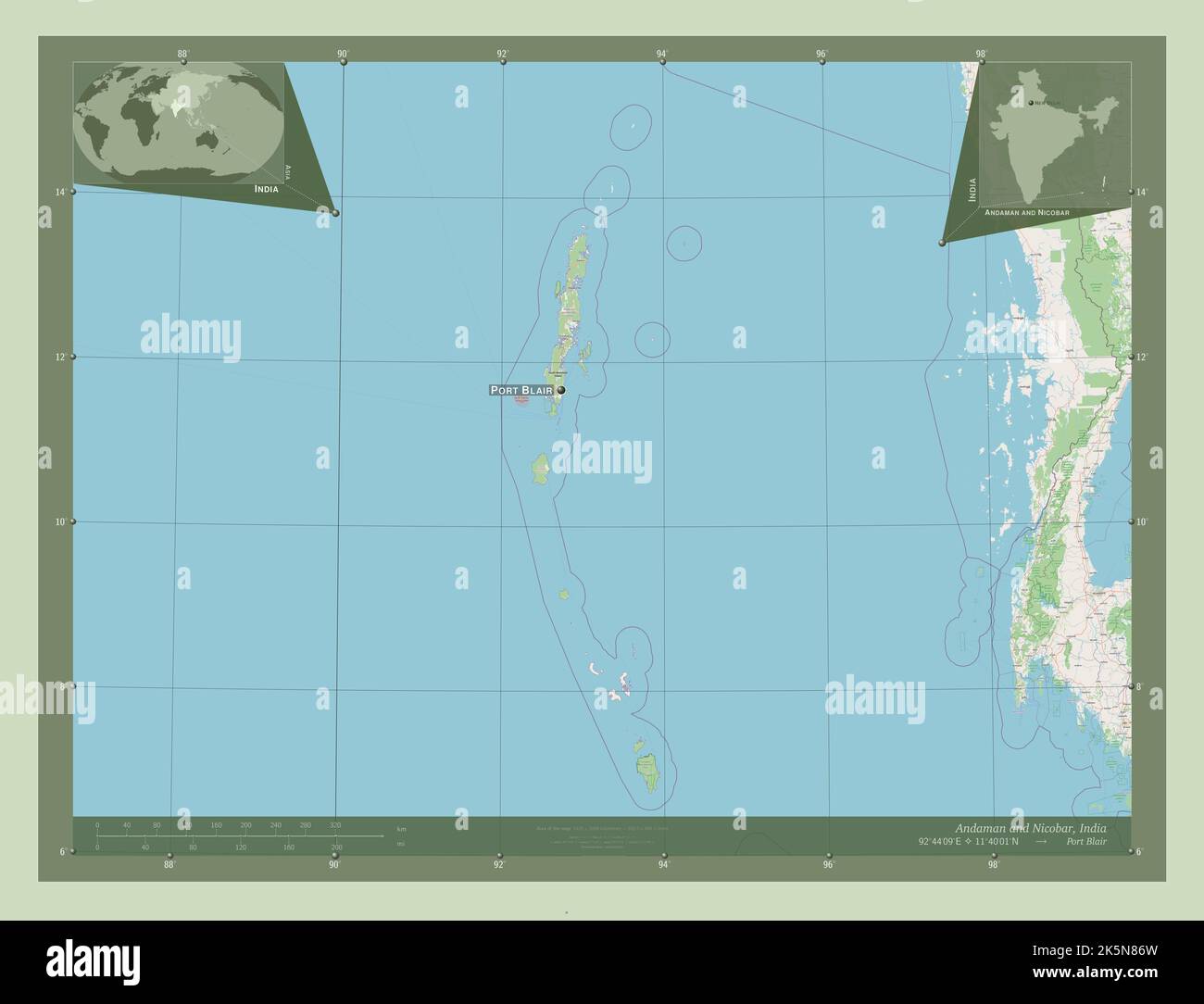 Andaman and Nicobar, union territory of India. Open Street Map ...