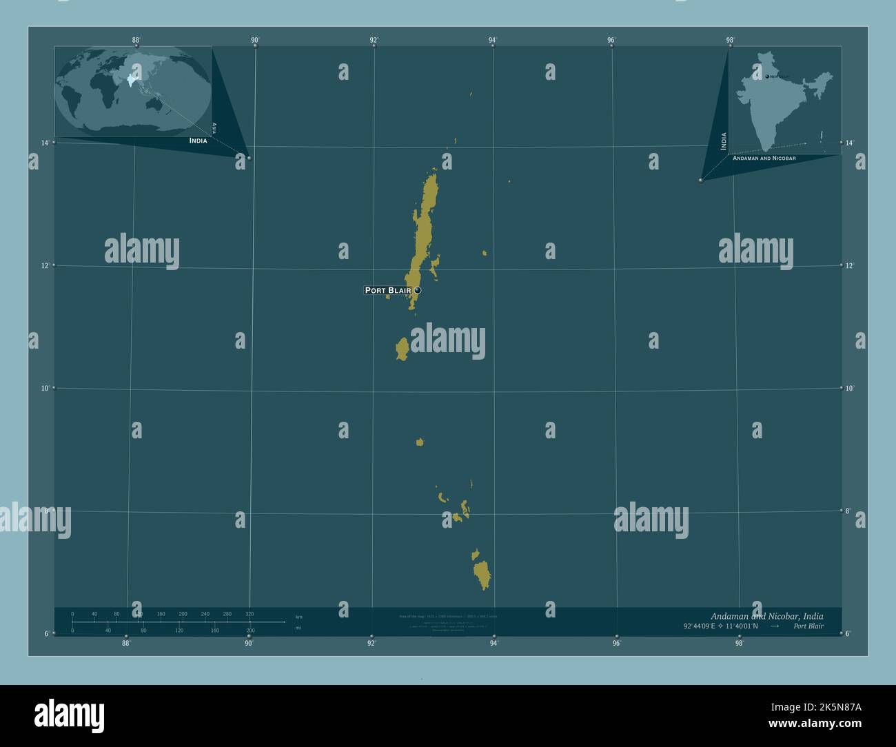 Andaman and Nicobar, union territory of India. Solid color shape ...