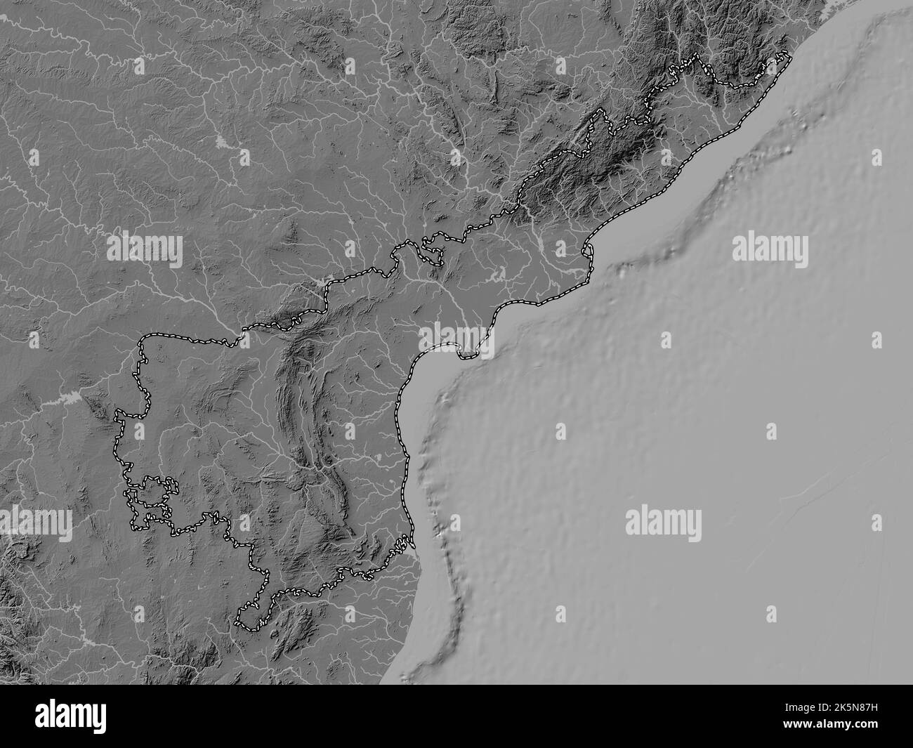 Andhra Pradesh, state of India. Bilevel elevation map with lakes and ...
