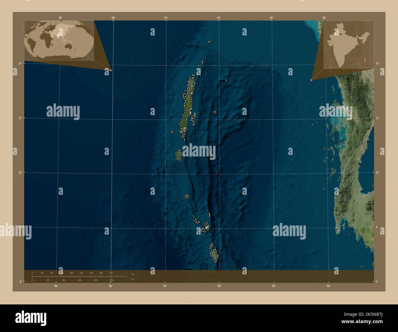 Andaman and Nicobar, union territory of India. Low resolution satellite ...