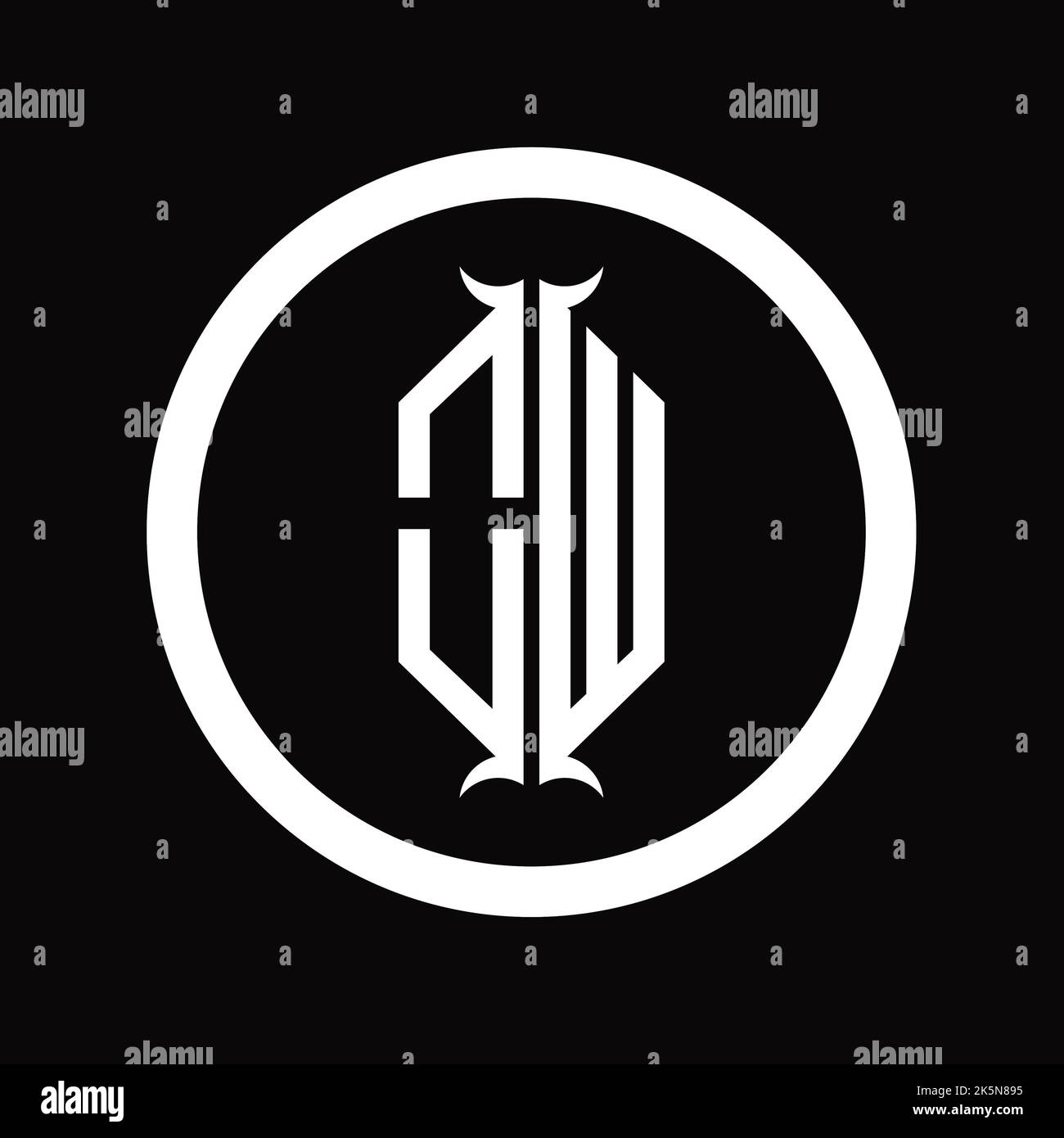 WO Logo monogram letter with hexagon horn shape design template Stock ...
