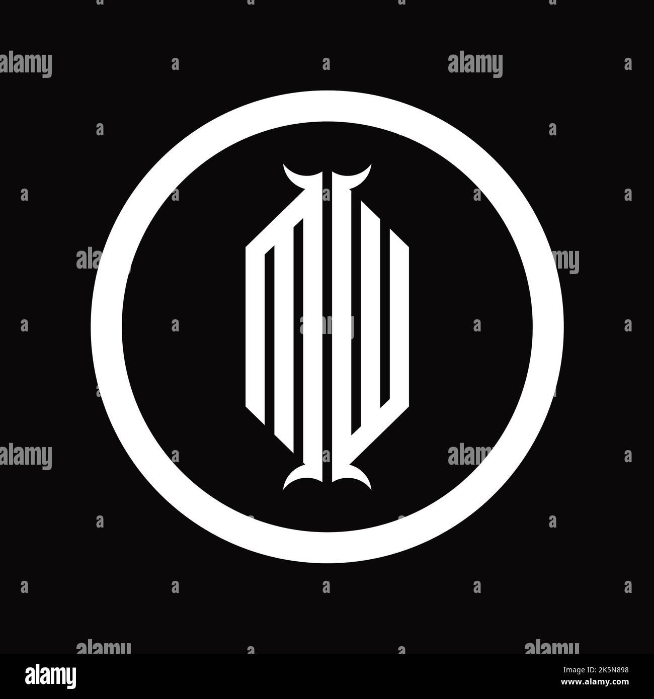 WM Logo monogram letter with hexagon horn shape design template Stock ...