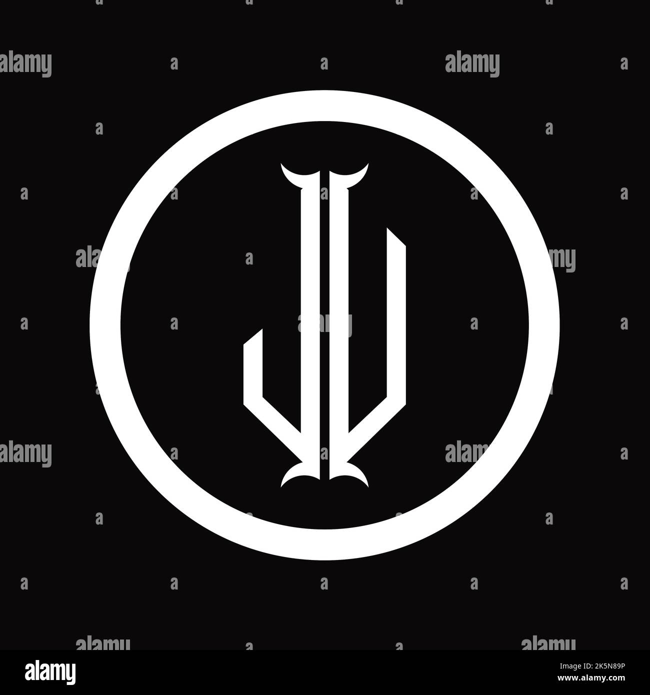 UJ Logo monogram letter with hexagon horn shape design template Stock ...