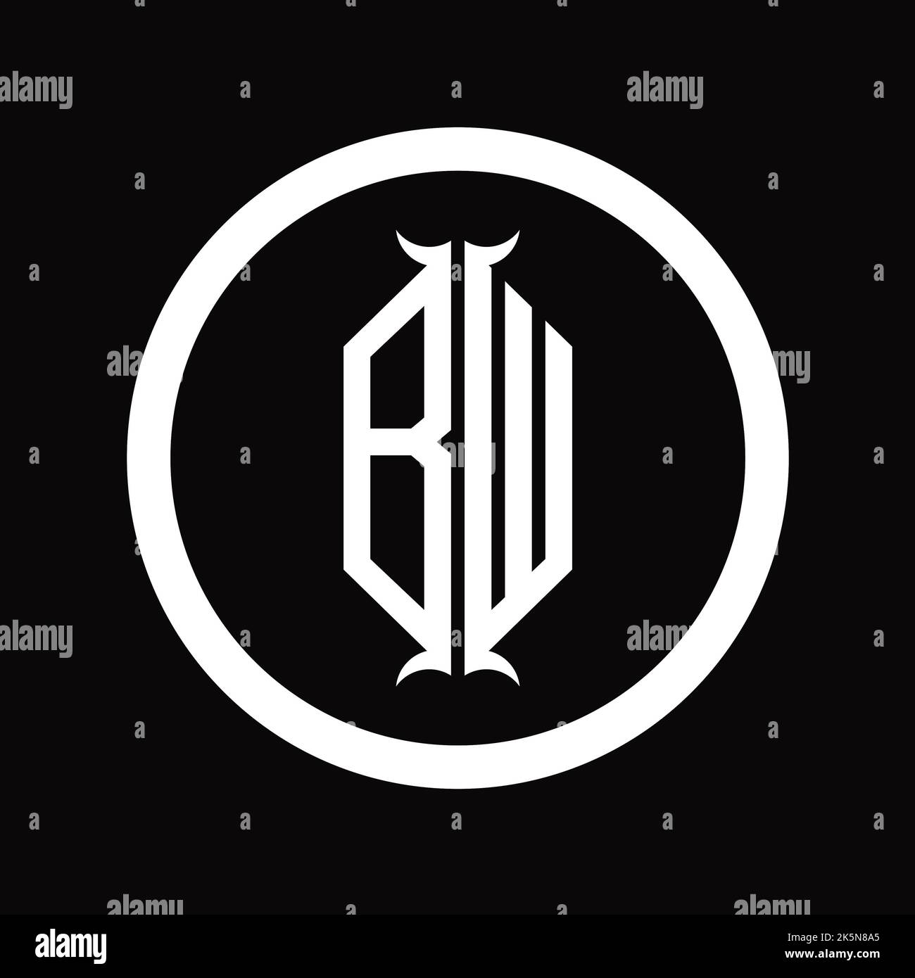 WB Logo monogram letter with hexagon horn shape design template Stock ...