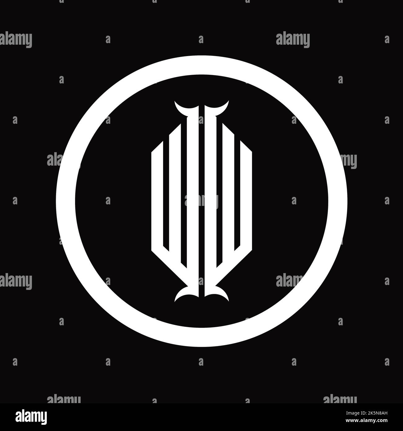 WW Logo monogram letter with hexagon horn shape design template Stock ...