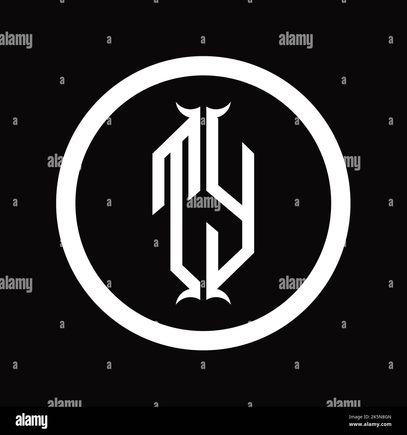 YT Logo monogram letter with hexagon horn shape design template Stock ...