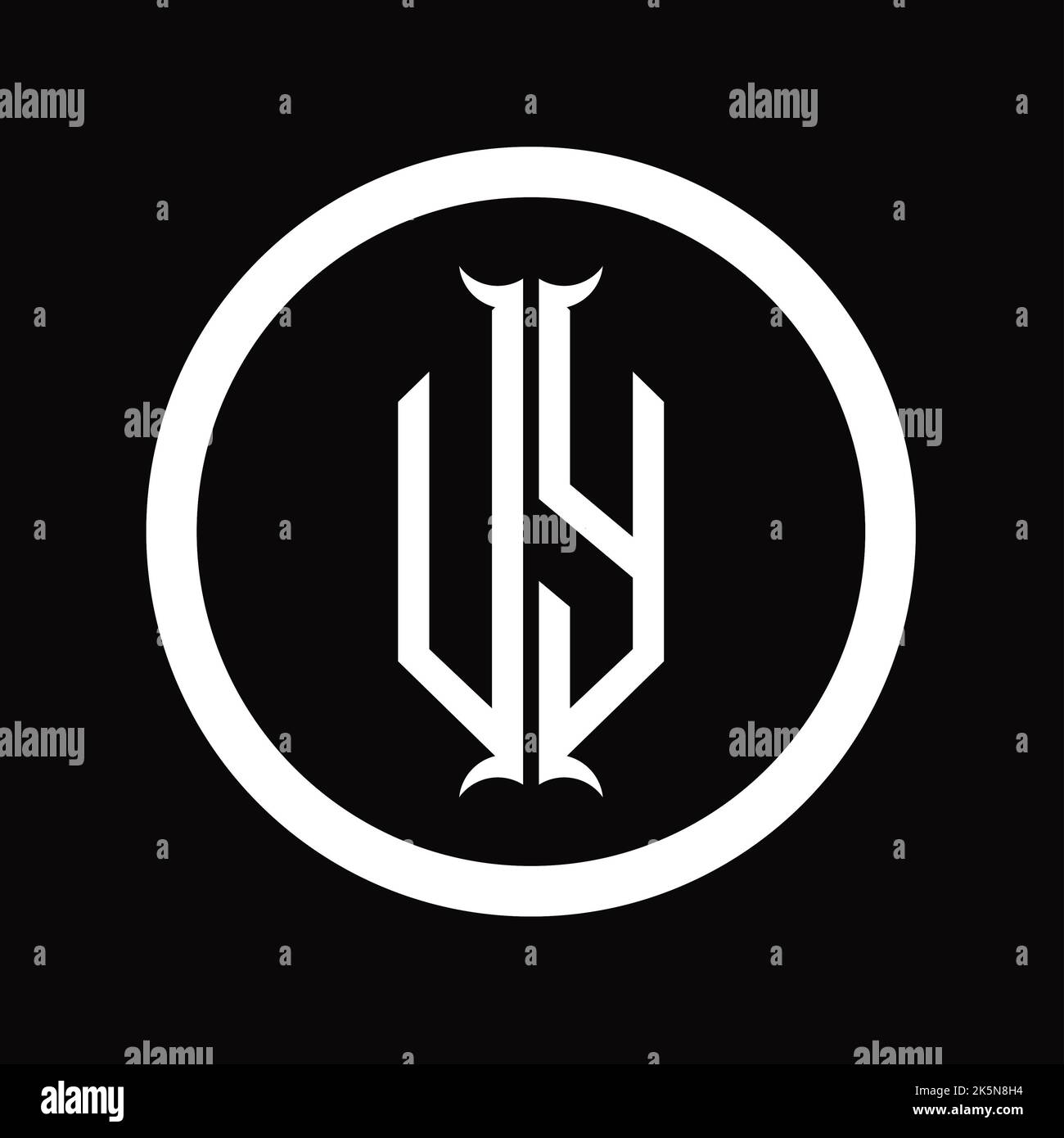 YU Logo monogram letter with hexagon horn shape design template Stock ...