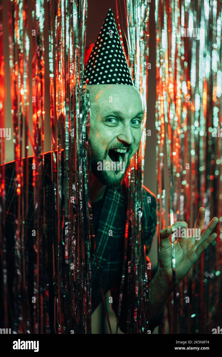 birthday party excited man event company festive Stock Photo - Alamy