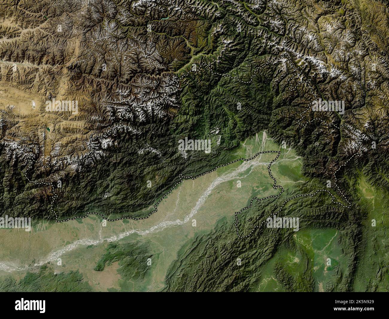 Arunachal Pradesh, state of India. Low resolution satellite map Stock Photo - Alamy