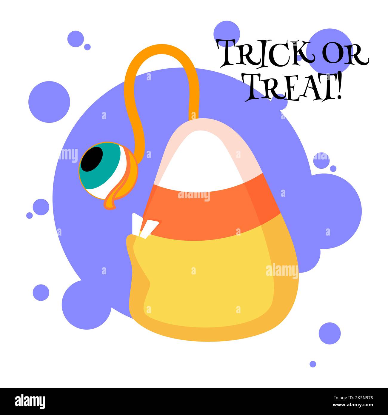 Trick or treat greeting card for halloween. Candy corns cartoon Emoji ...