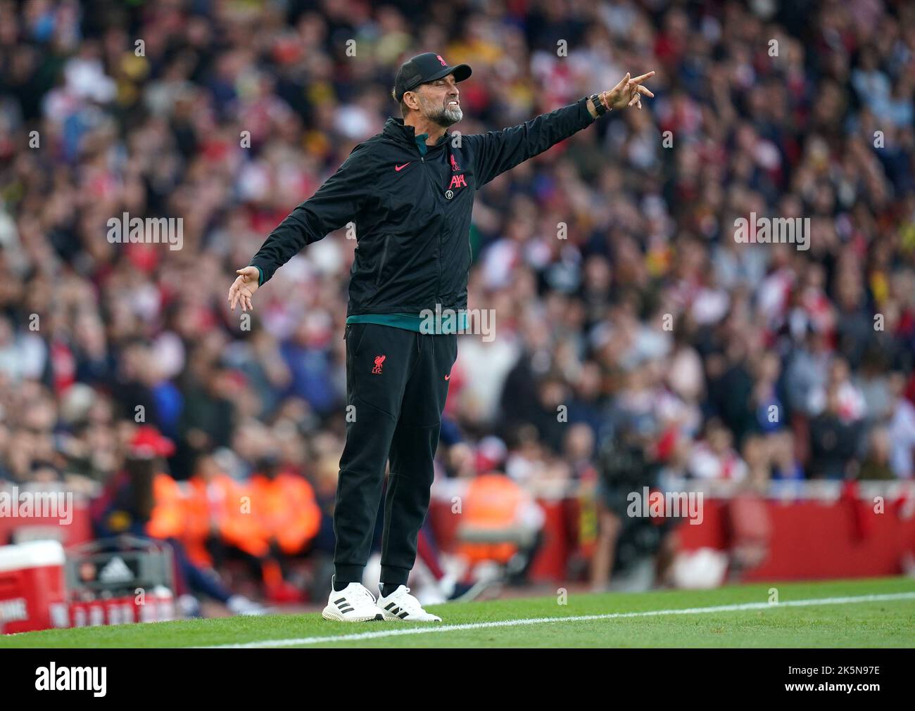 Liverpool manager Jurgen Klopp gestures on the touchline during the ...