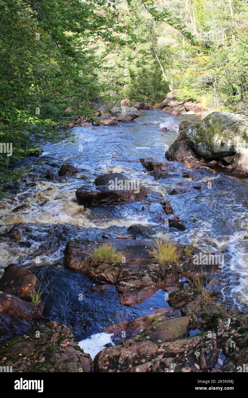A water stream of danska Fall Nature reserve with greenery, rocks and ...