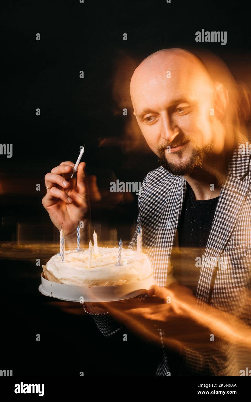 birthday celebration happy man holiday cake party Stock Photo - Alamy