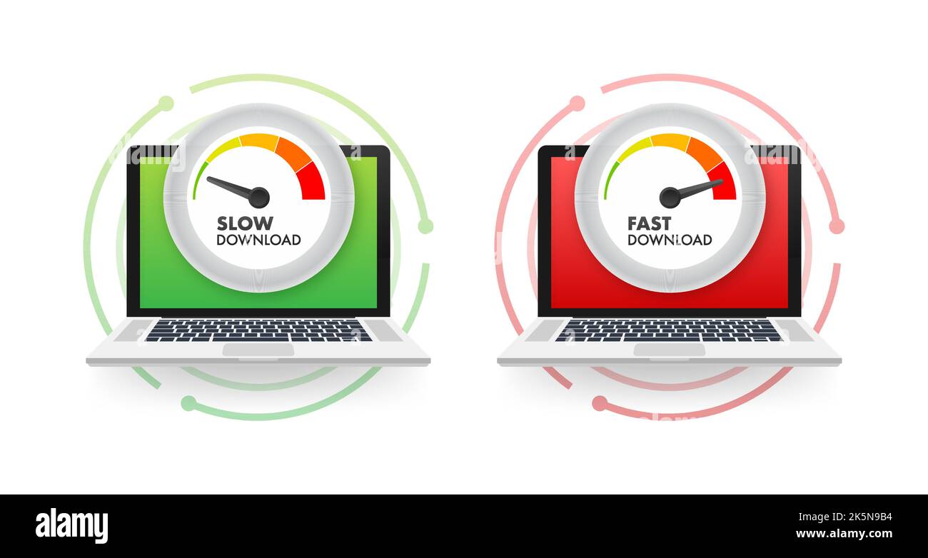 Speedometers with slow and fast download. Vector stock illustration ...