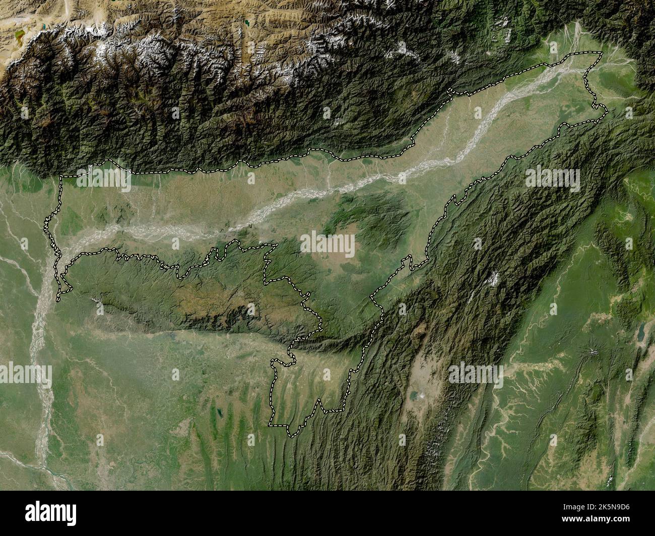 Assam, state of India. Low resolution satellite map Stock Photo - Alamy