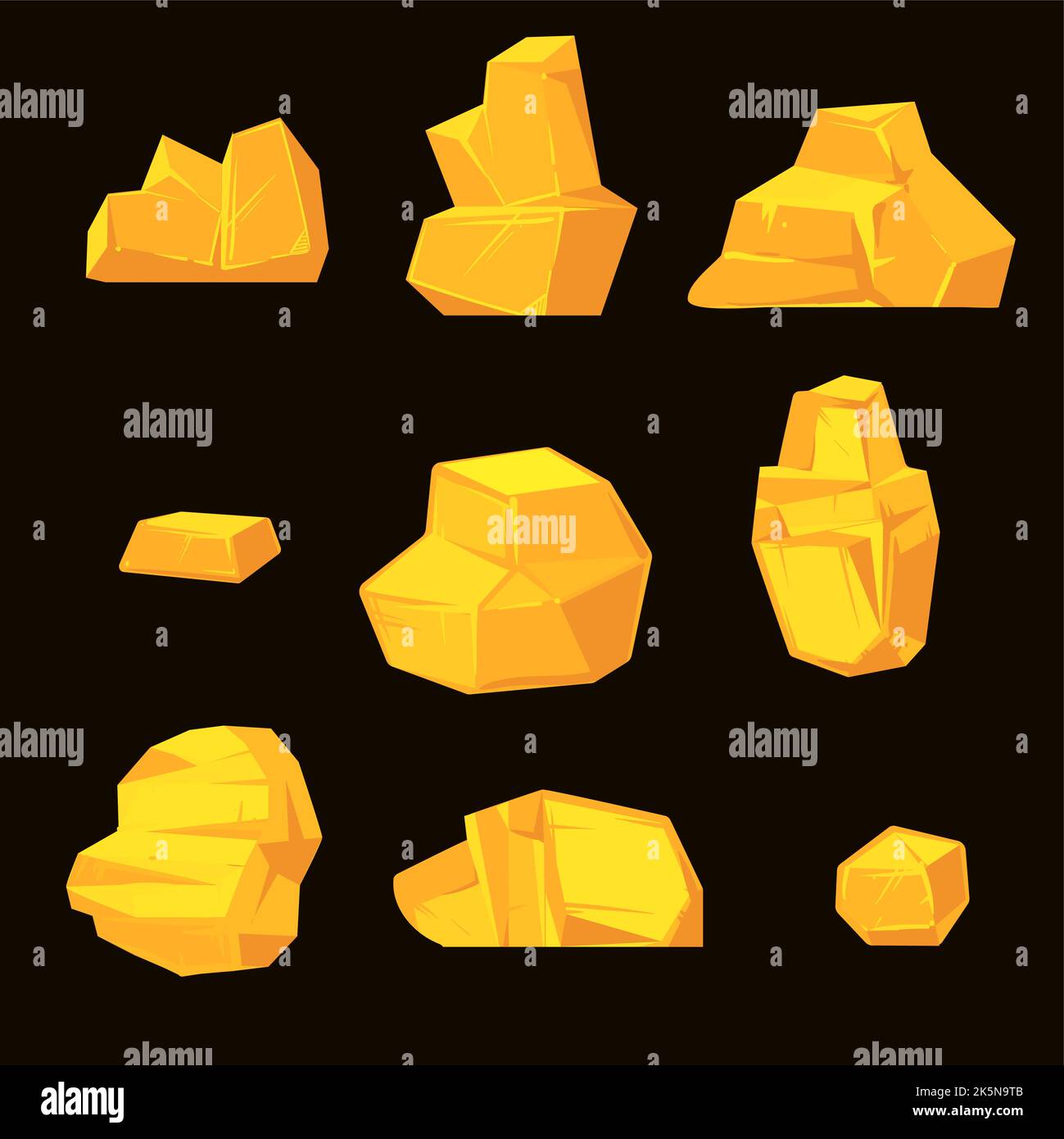 Gold stones. natural treasures from rocks gold stones collection of ...