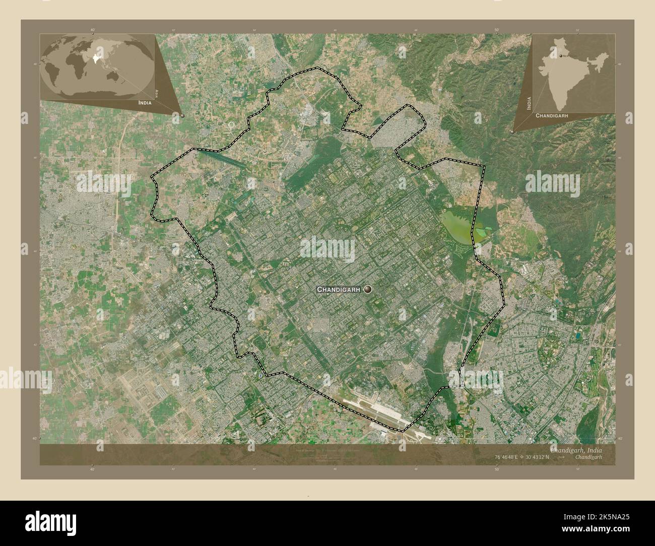 Chandigarh, union territory of India. High resolution satellite map ...