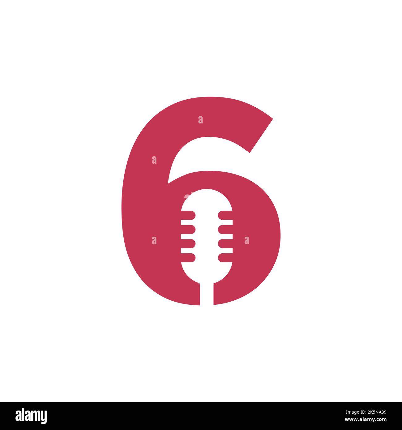 Initial Letter 6 Music Logo. Dj Symbol Podcast Logo Combined With ...