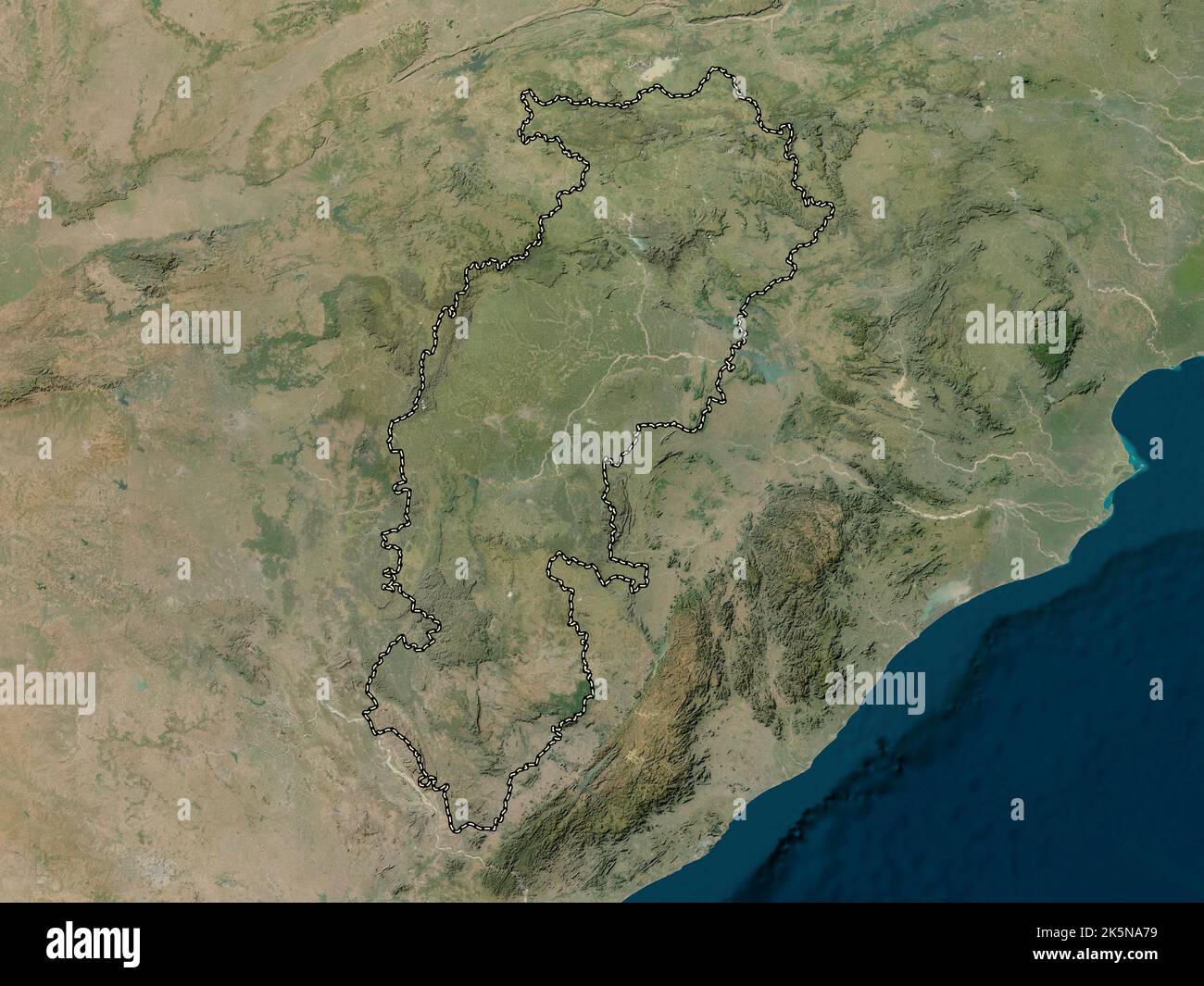 Chhattisgarh, state of India. Low resolution satellite map Stock Photo ...