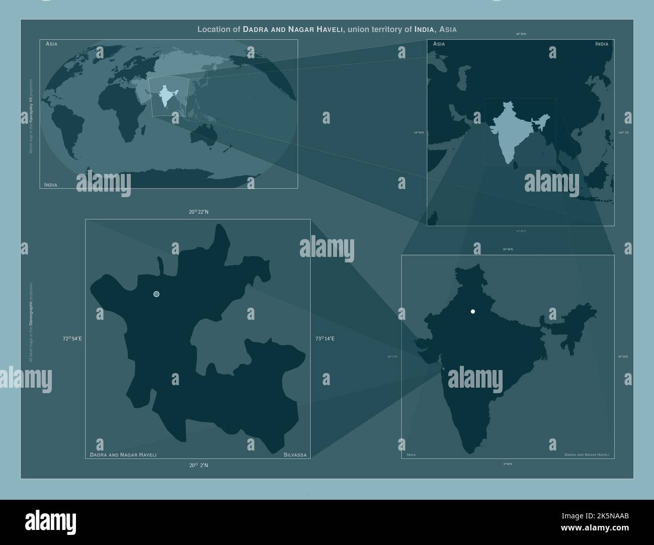 Dadra and Nagar Haveli, union territory of India. Diagram showing the ...