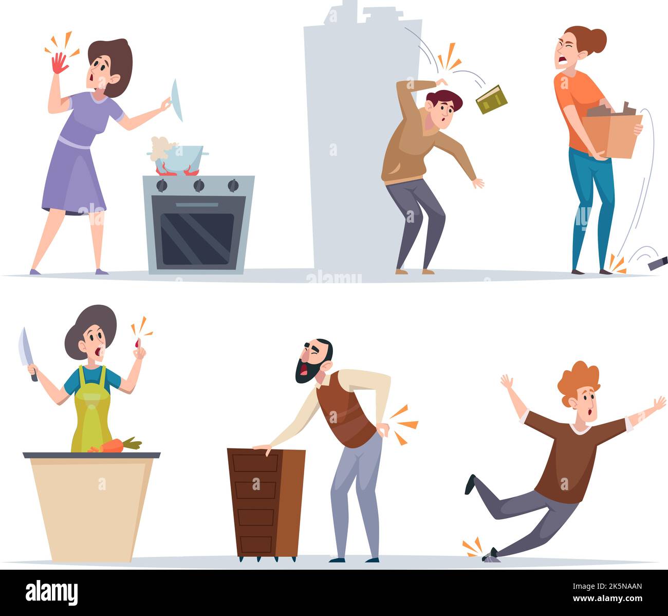 Injuries. House damaged accidents human problems with household gadgets ...