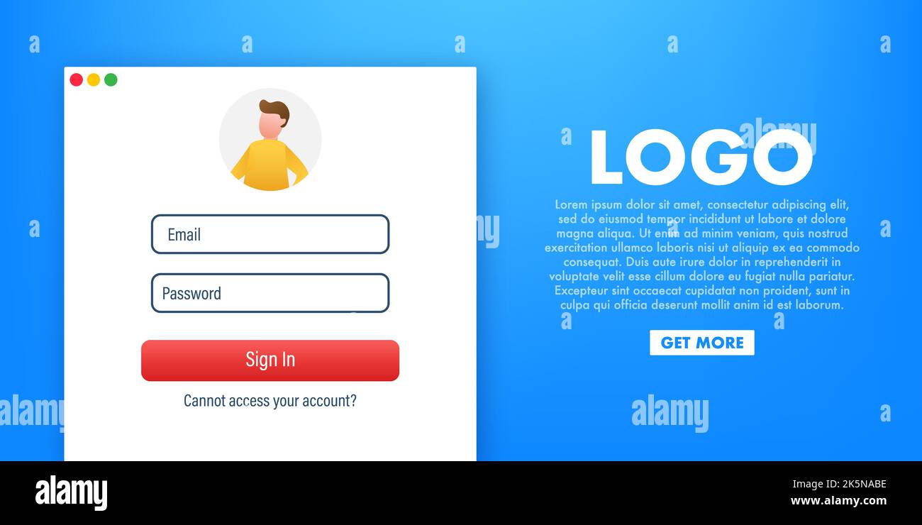 Login page on laptop screen. Notebook and online login form, sign in ...