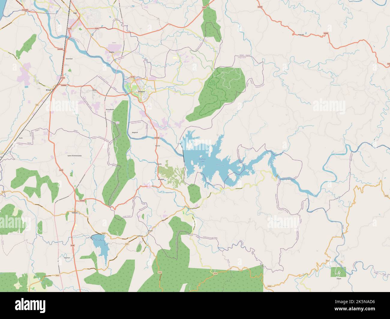 Dadra and Nagar Haveli, union territory of India. Open Street Map Stock ...