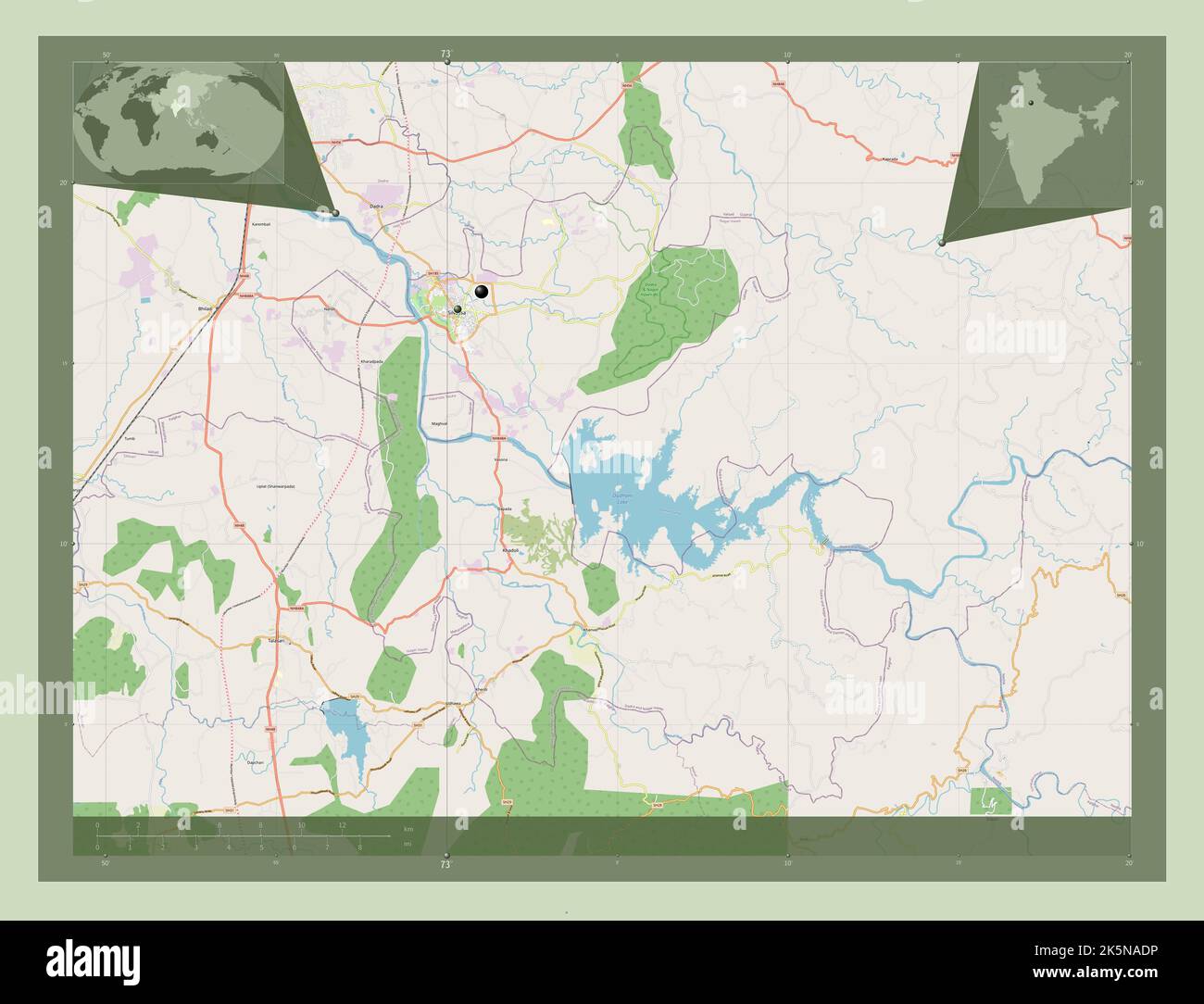 Dadra and Nagar Haveli, union territory of India. Open Street Map ...