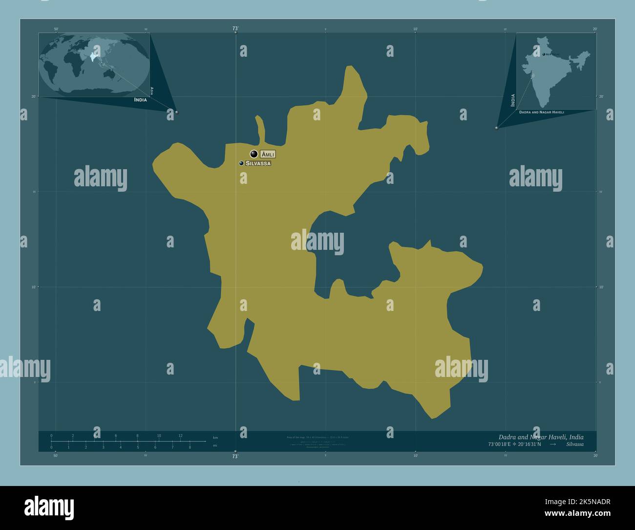 Dadra and Nagar Haveli, union territory of India. Solid color shape ...