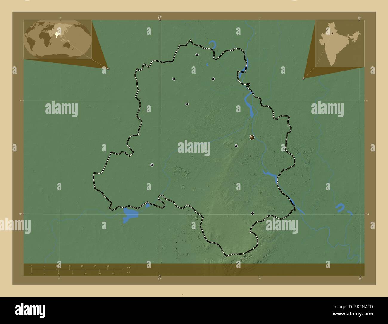 National Capital Territory of Delhi, union territory of India. Colored ...