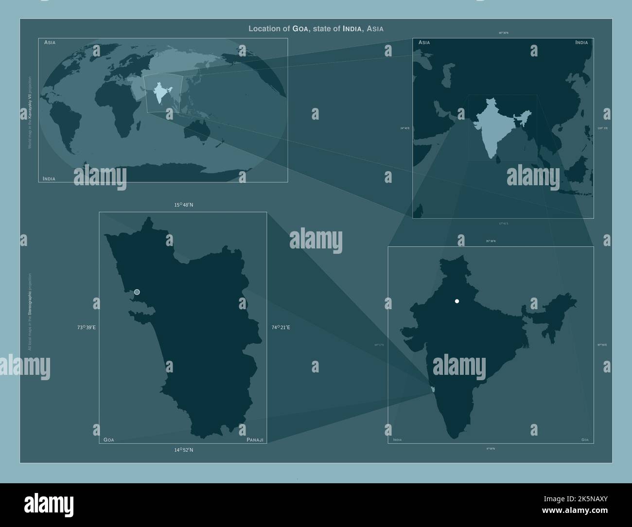 Goa, state of India. Diagram showing the location of the region on ...