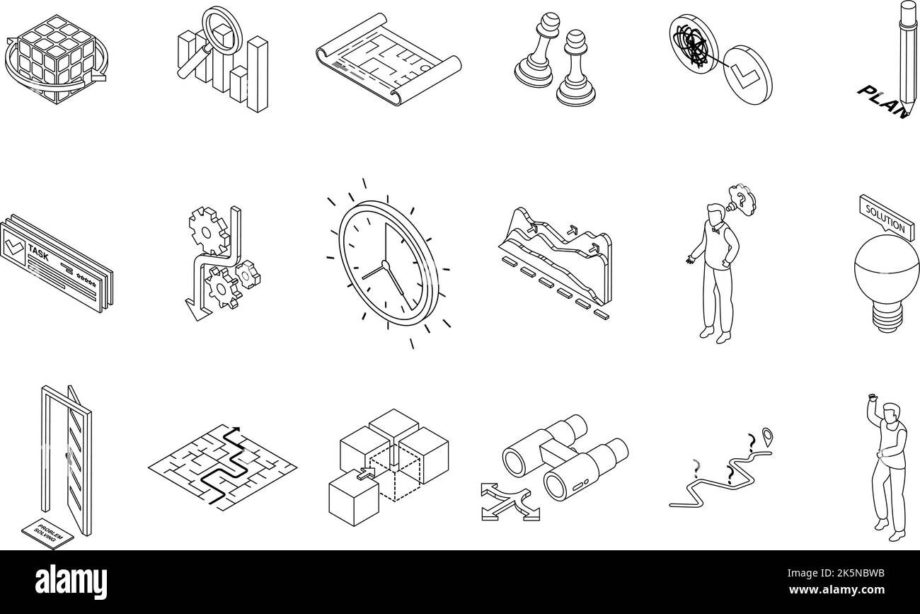 Problem solving icons set. Isometric set of problem solving vector ... Problem solving icons set. Isometric set of problem solving vector ...