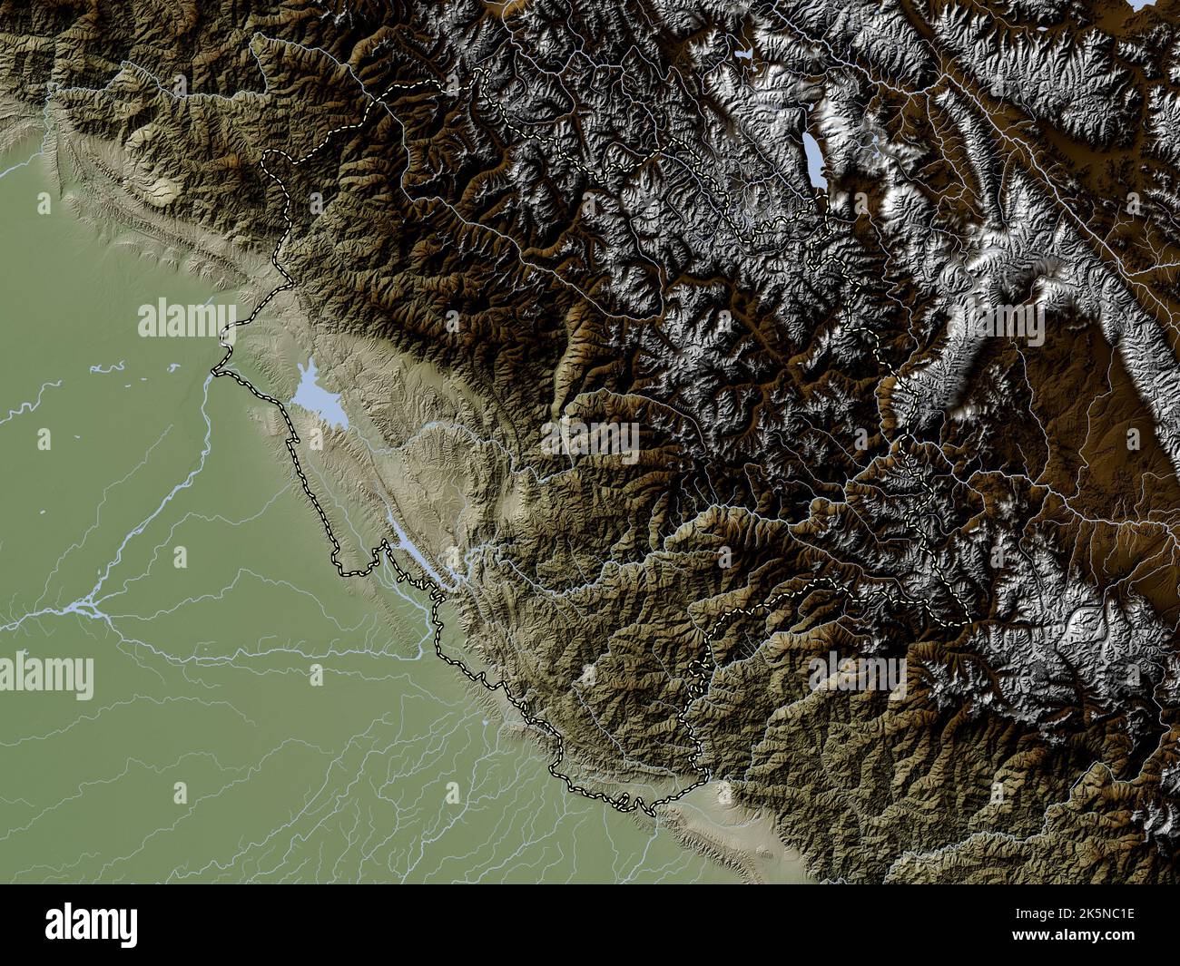 Himachal Pradesh, union territory of India. Elevation map colored in ...