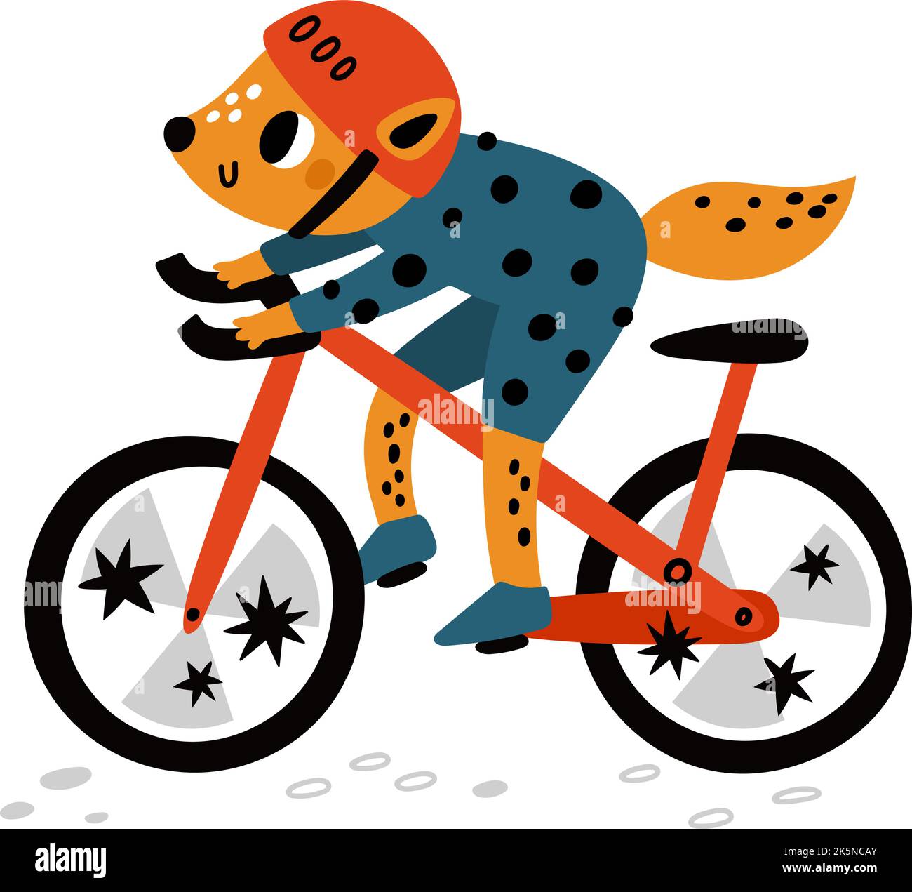Sport animal. Cartoon athletes character. Cycle race. Fox riding bike ...