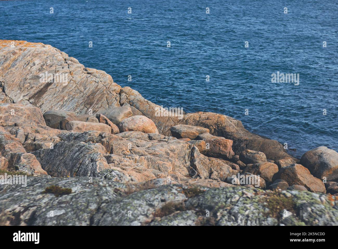 A scenic view of coastal rocks in the Southern Gothenburg archipelago ...