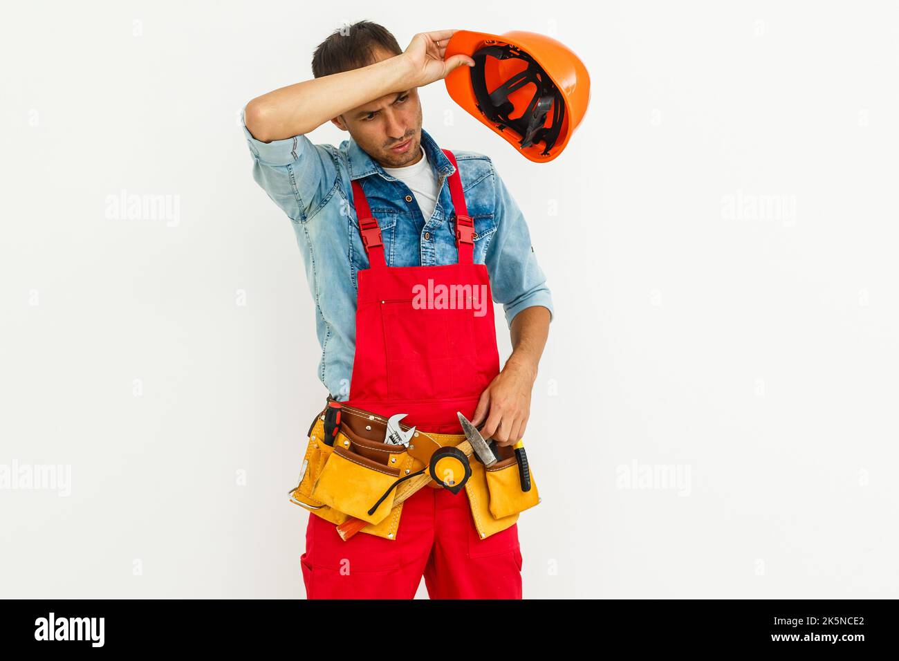 construction workers on a white background Stock Photo - Alamy