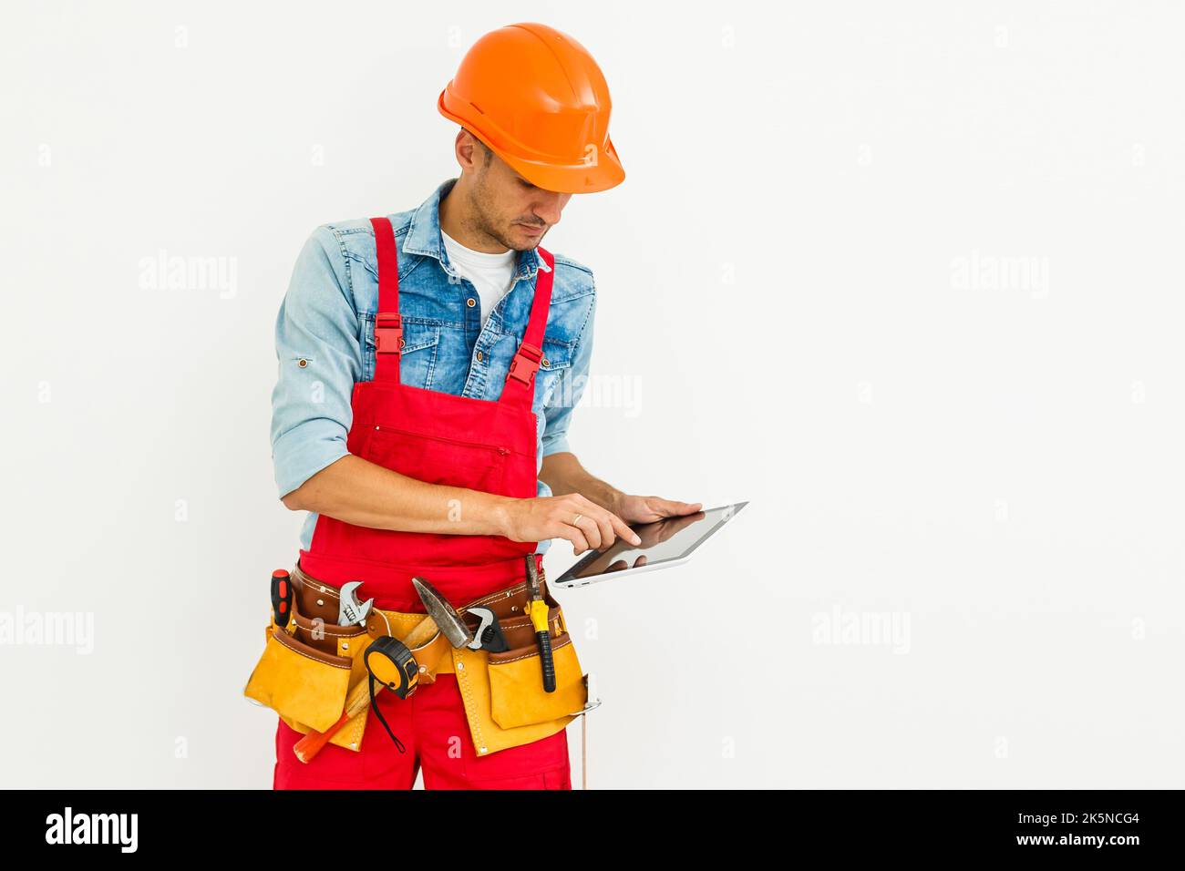 Construction Worker with a tablet. Planning Developer Concept Stock ...