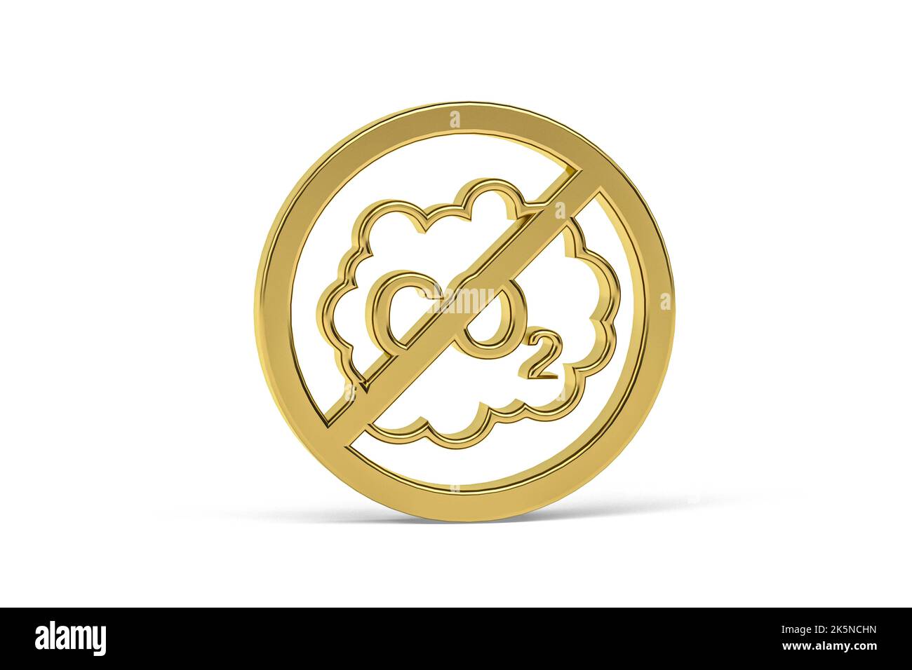 Golden 3d CO2 emission icon isolated on white background - 3D render ...